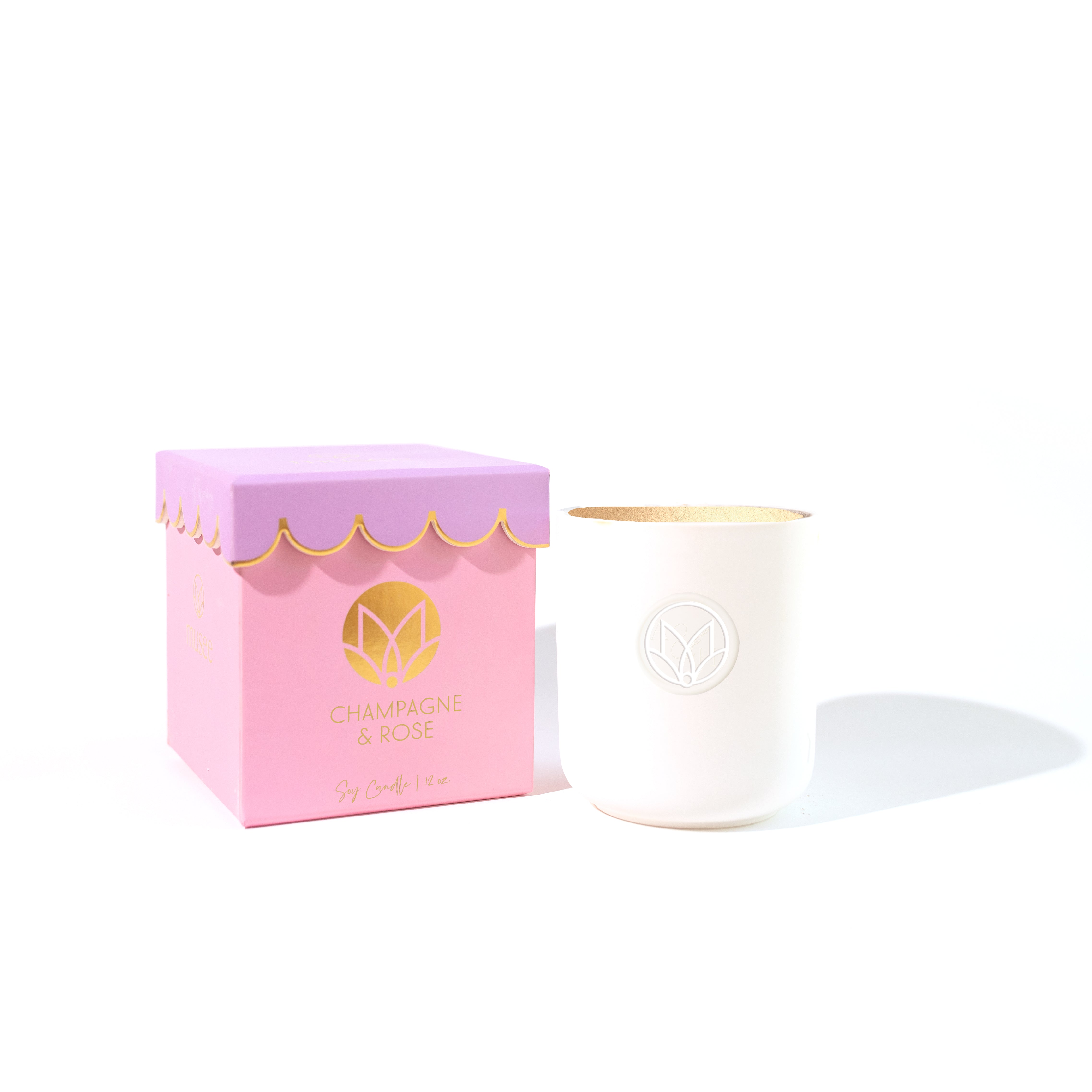 Scalloped Champagne & Rose Soy Candle – Musee Wholesale
